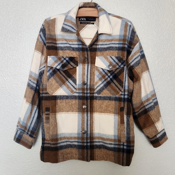Zara | Jackets & Coats | Zara Italian Fabric Plaid Shacket | Poshmark